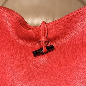 Longchamp | Bags | Authentic Longchamp Red Leather Shoulder Bag | Poshmark